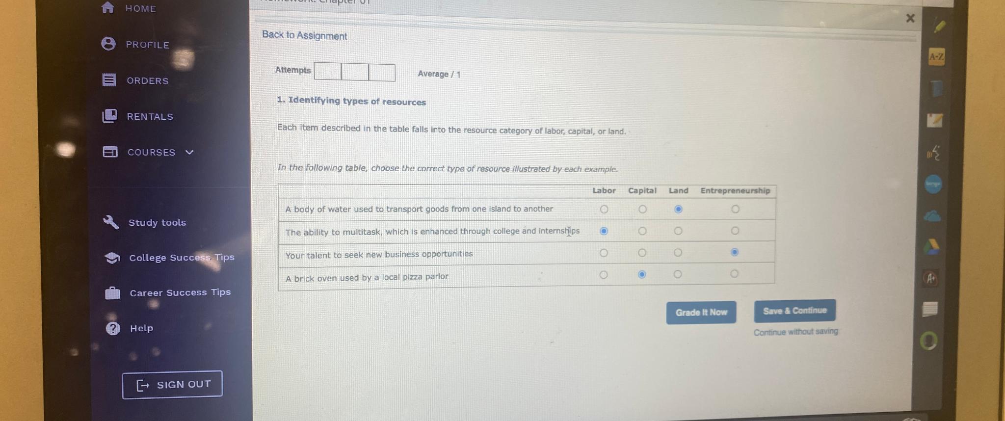 Solved Back to AssignmentAttemptsAverage ?1ORDERSIdentifying | Chegg.com