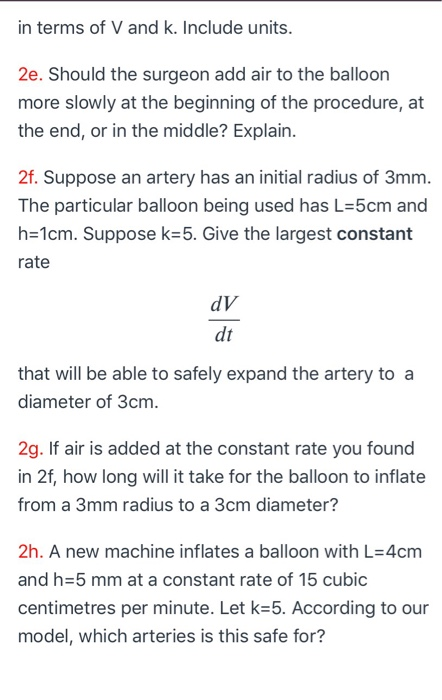 Solved 2. Related Rates During a balloon angioplasty, a | Chegg.com