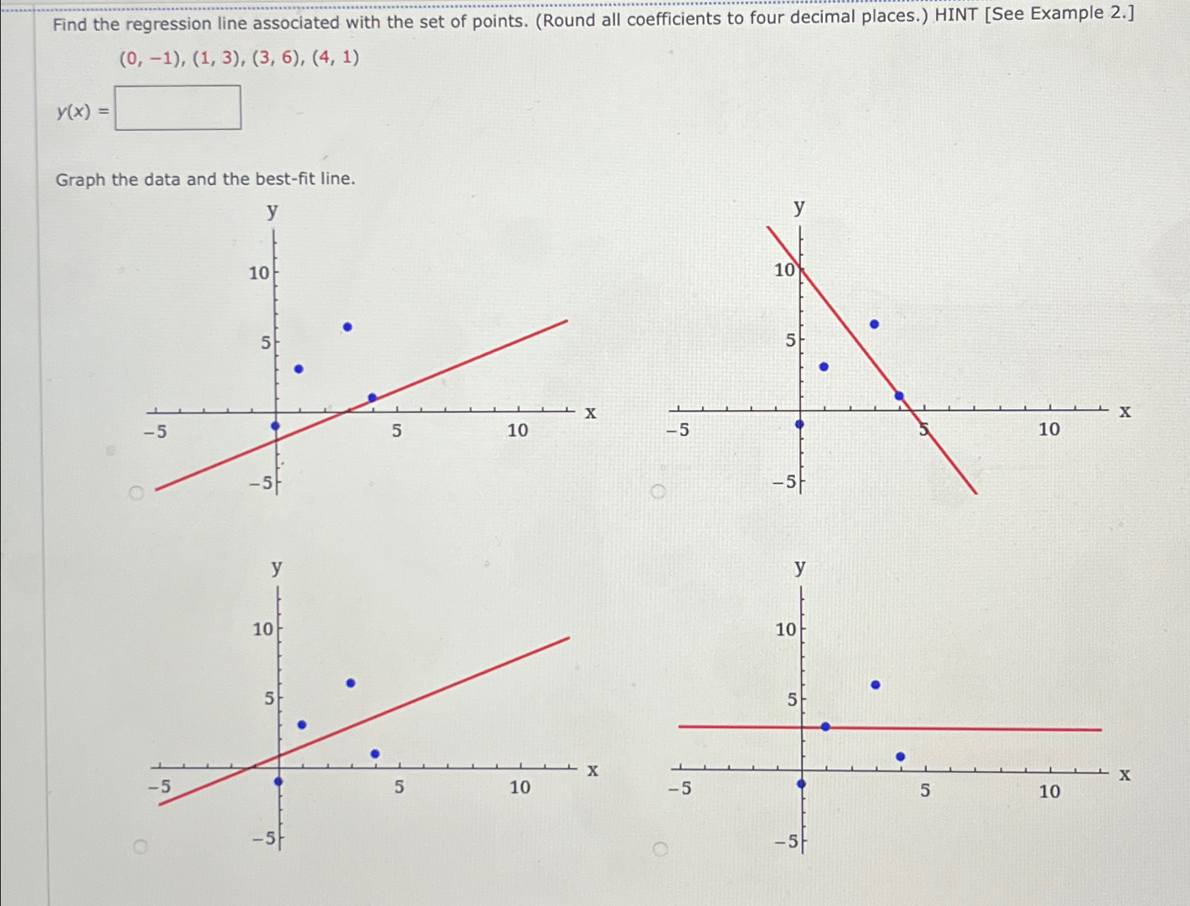 Solved Find the regression line associated with the set of | Chegg.com