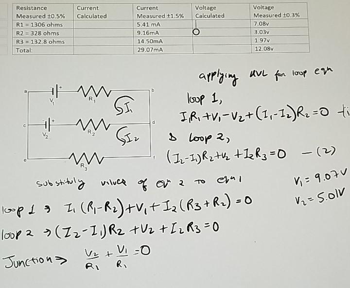 Solved pls get calculated current and voltage using the loop | Chegg.com
