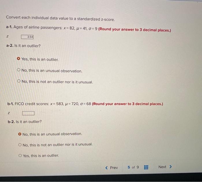 Solved Convert each individual data value to a standardized | Chegg.com