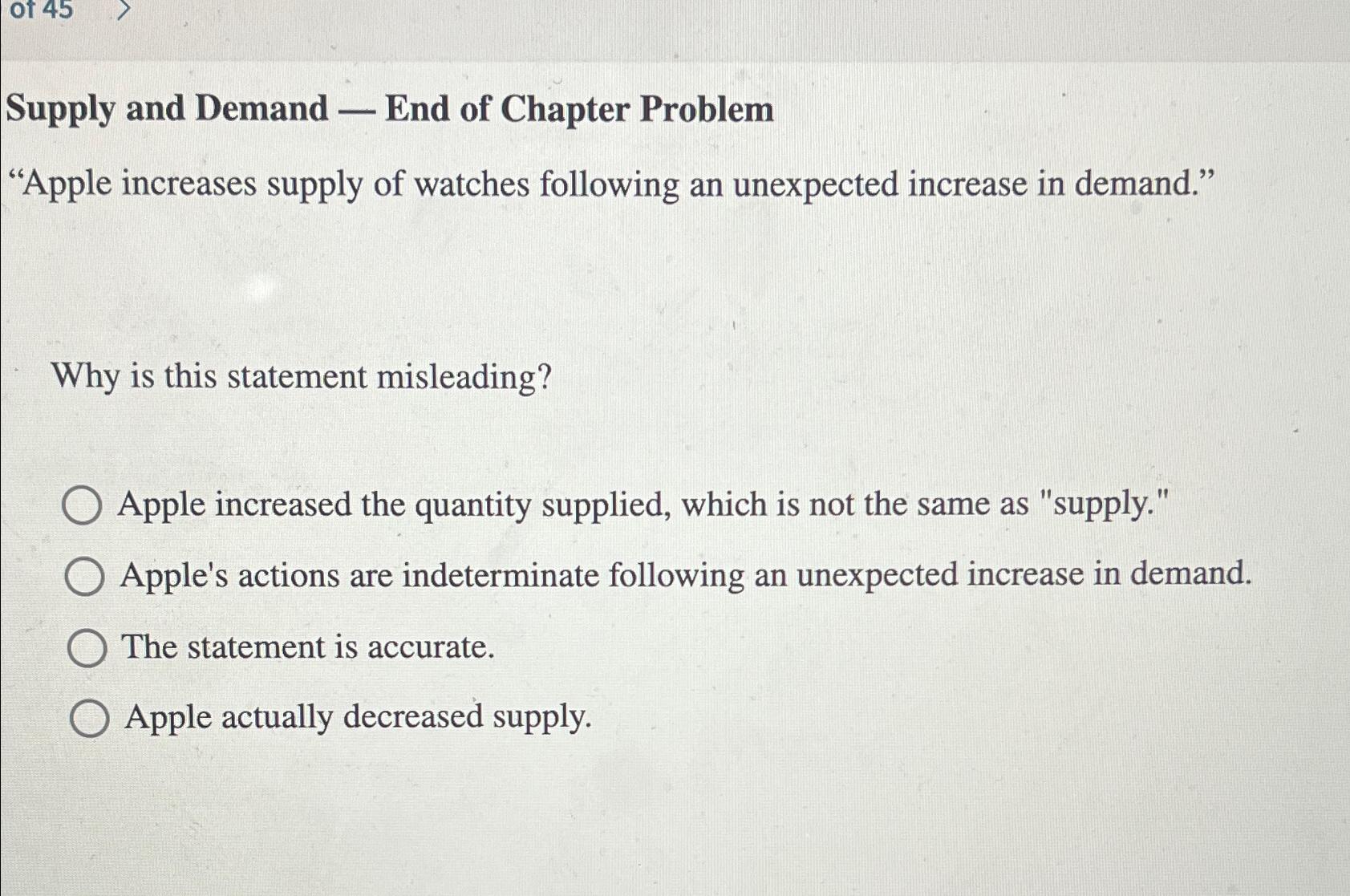 Solved Supply and Demand - ﻿End of Chapter Problem"Apple | Chegg.com