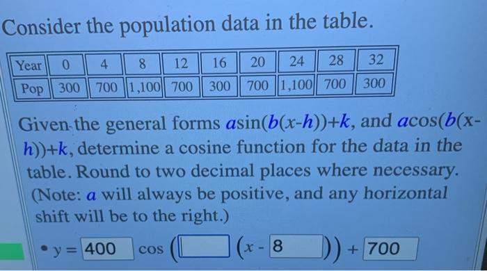 Solved Consider the population data in the table. 4 8 12 16 | Chegg.com