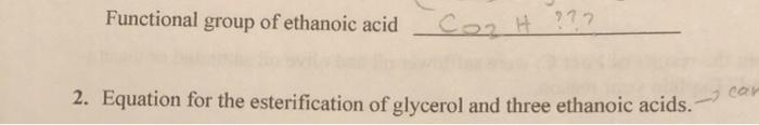 Solved Functional group of ethanoic acid Cort ??? 2. | Chegg.com