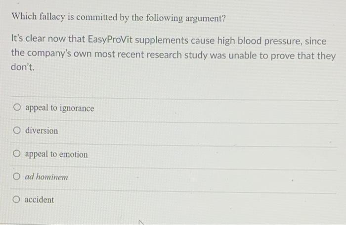 Solved Which fallacy is committed by the following argument? | Chegg.com