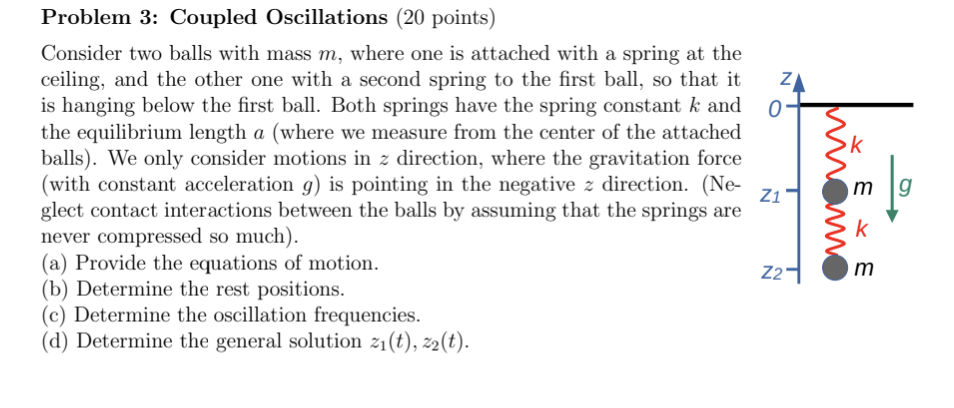 Solved Problem 3: Coupled Oscillations (20 points) Consider | Chegg.com