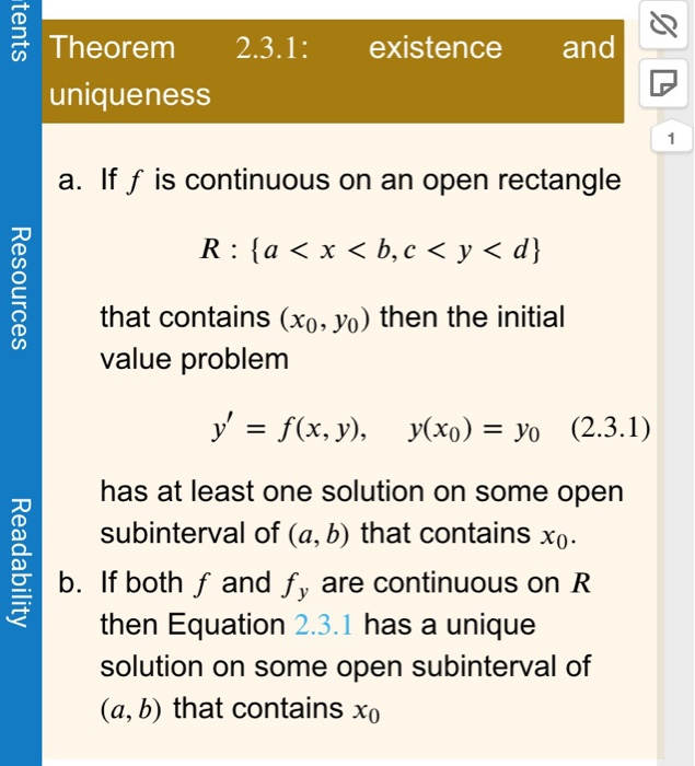 Solved find all (x0, y0) for which Theorem 2.3.1 implies | Chegg.com