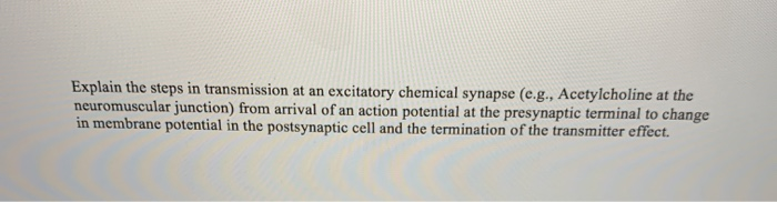Solved Explain the steps in transmission at an excitatory | Chegg.com