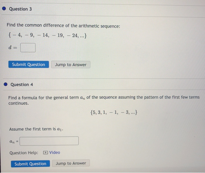 Solved Question 3 Find the common difference of the | Chegg.com