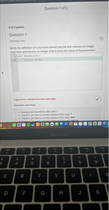 Solved Write the definition of a function named tarice that | Chegg.com