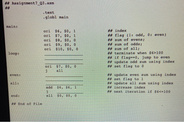 Solved 3. Please complete the given program, A7 Q3.asm, to | Chegg.com
