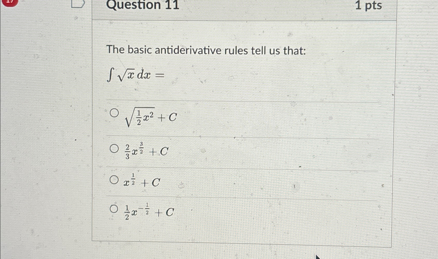 Solved Question 111 ﻿ptsThe basic antiderivative rules tell | Chegg.com