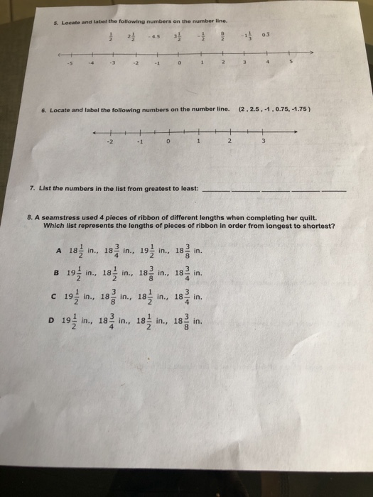 Solved 5. Locate and label the following numbers on the | Chegg.com