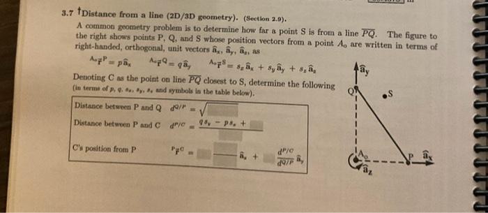 Solved 3.7 t Distance from a line (2D/3D geometry). (Section | Chegg.com