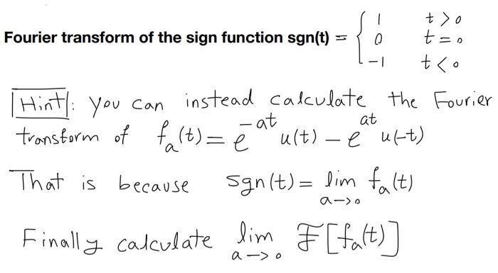 Solved Fourier Transform Of The Sign Function Sgn T