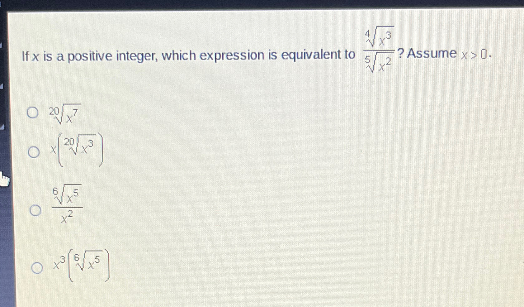 Solved If x ﻿is a positive integer, which expression is | Chegg.com