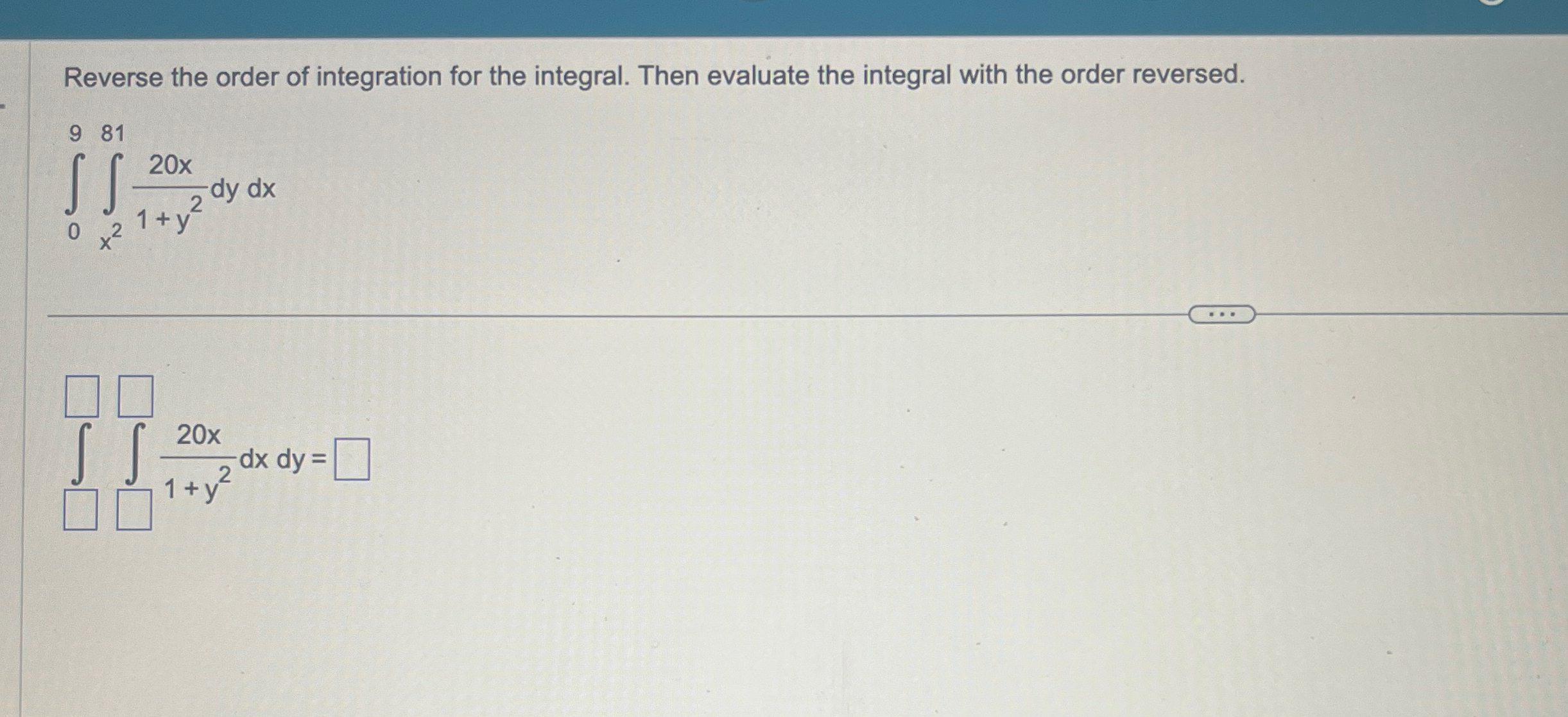 Reverse the order of integration for the integral. | Chegg.com