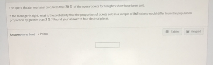 Solved The opera theater manager calculates that 20% of the | Chegg.com