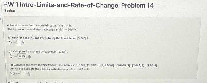 Solved HW 1 Intro-Limits-and-Rate-of-Change: Problem 1 (1 | Chegg.com