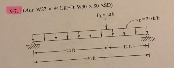 Solved 50 ksi. 9-1 to 9-10. Using both LRFD and ASD, | Chegg.com