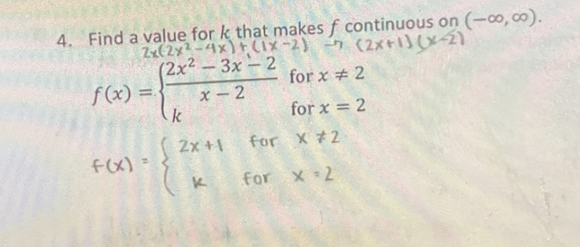 Solved Find a value for k ﻿that makes f ﻿continuous on | Chegg.com