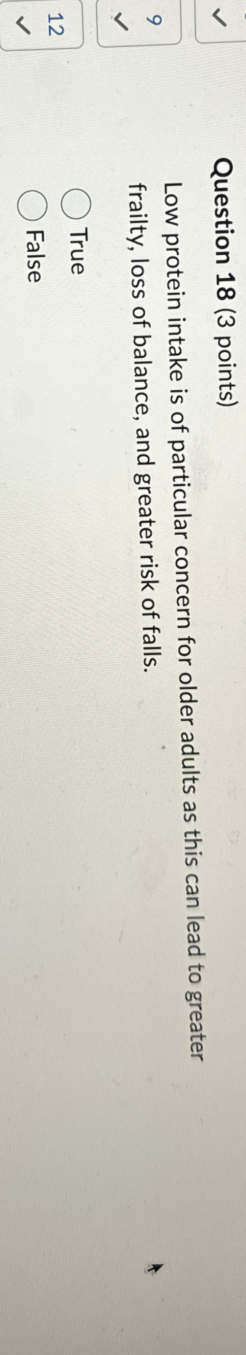 Solved Question 18 (3 ﻿points)Low protein intake is of | Chegg.com
