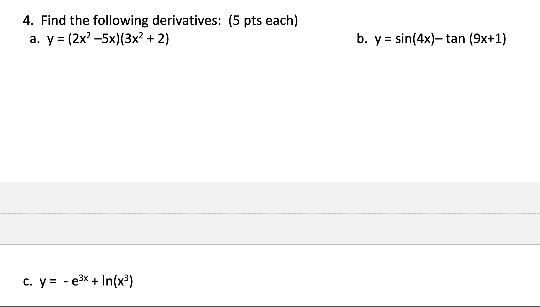 Solved Find the following derivatives: ( 5 ﻿pts | Chegg.com
