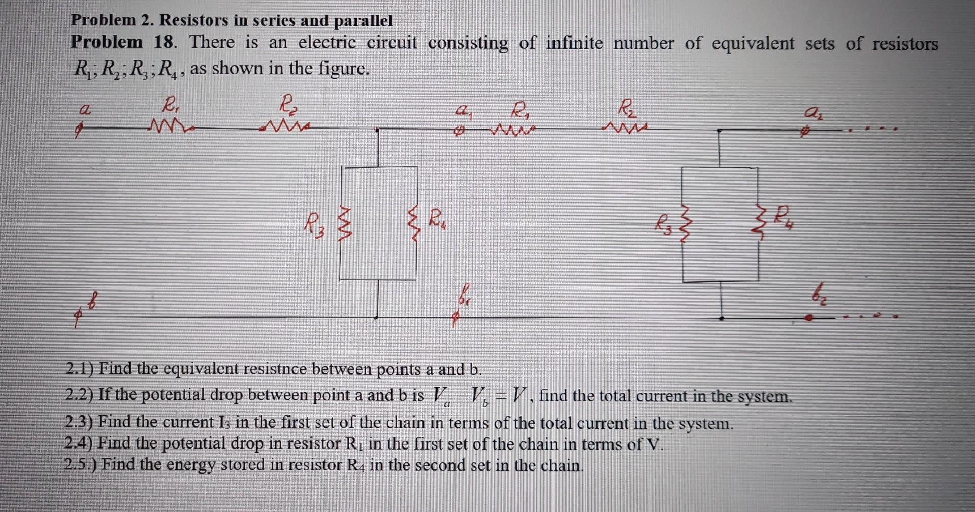 Solved Problem 2. Resistors in series and parallel Problem | Chegg.com