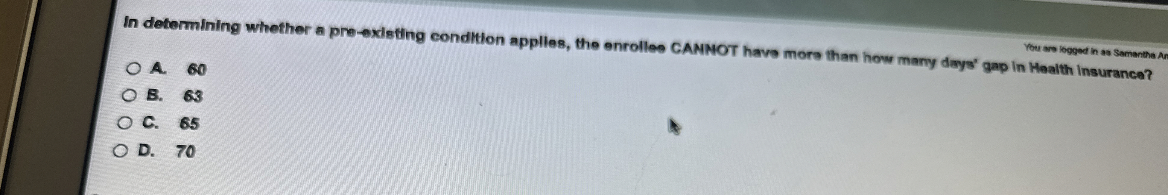 Solved In determining whether a pre-existing condition | Chegg.com