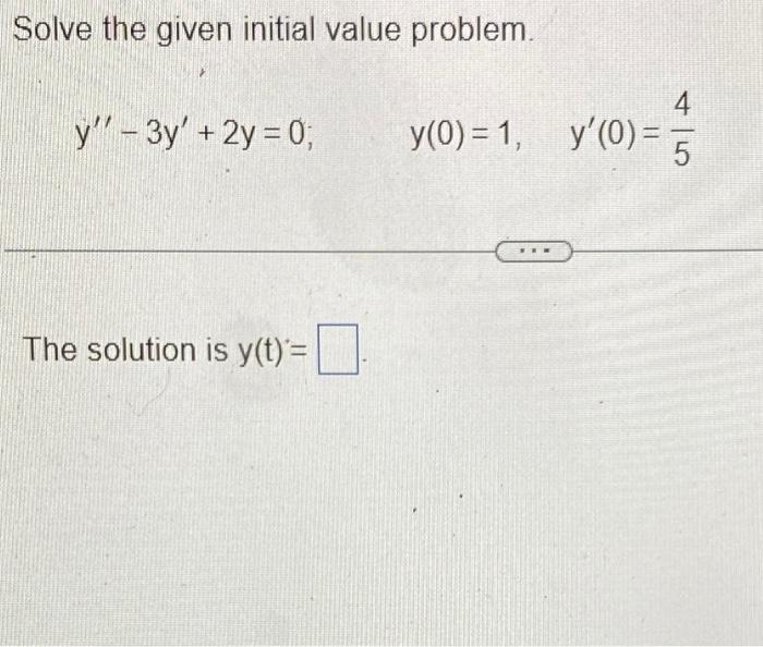 Solved Solve the given initial value problem. | Chegg.com