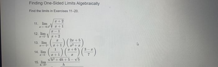 Solved Finding One Sided Limits Algebraically Find The