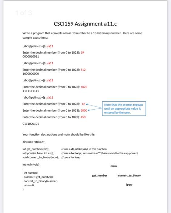 Solved CSCl159 Assignment a11.C Write a program that | Chegg.com