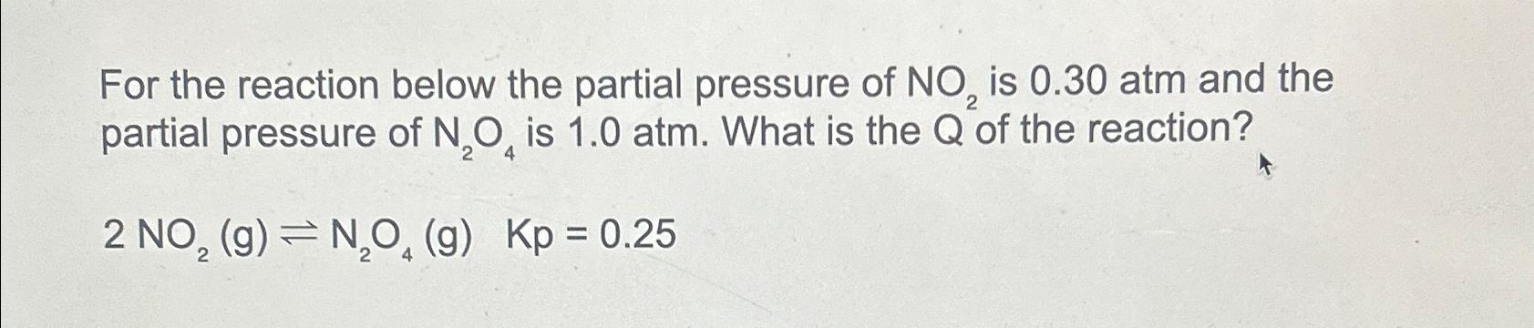 Solved For the reaction below the partial pressure of NO2 | Chegg.com