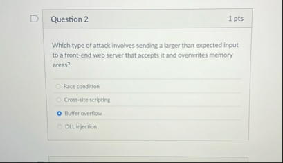 Solved Question 21 ﻿ptsWhich type of attack involves sending | Chegg.com