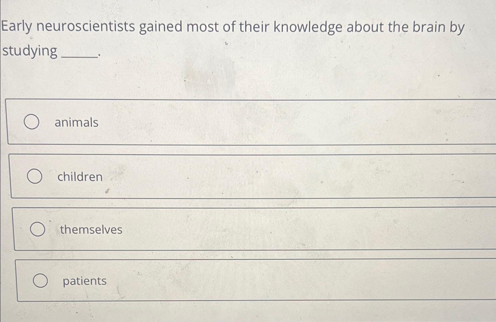 Solved Early neuroscientists gained most of their knowledge | Chegg.com