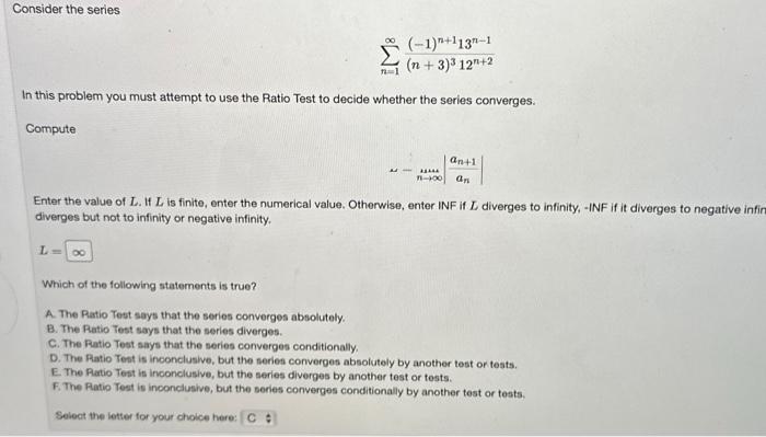 Solved Consider the series ∑n=1∞an where an=8n(4n+2)10n+4 In | Chegg.com