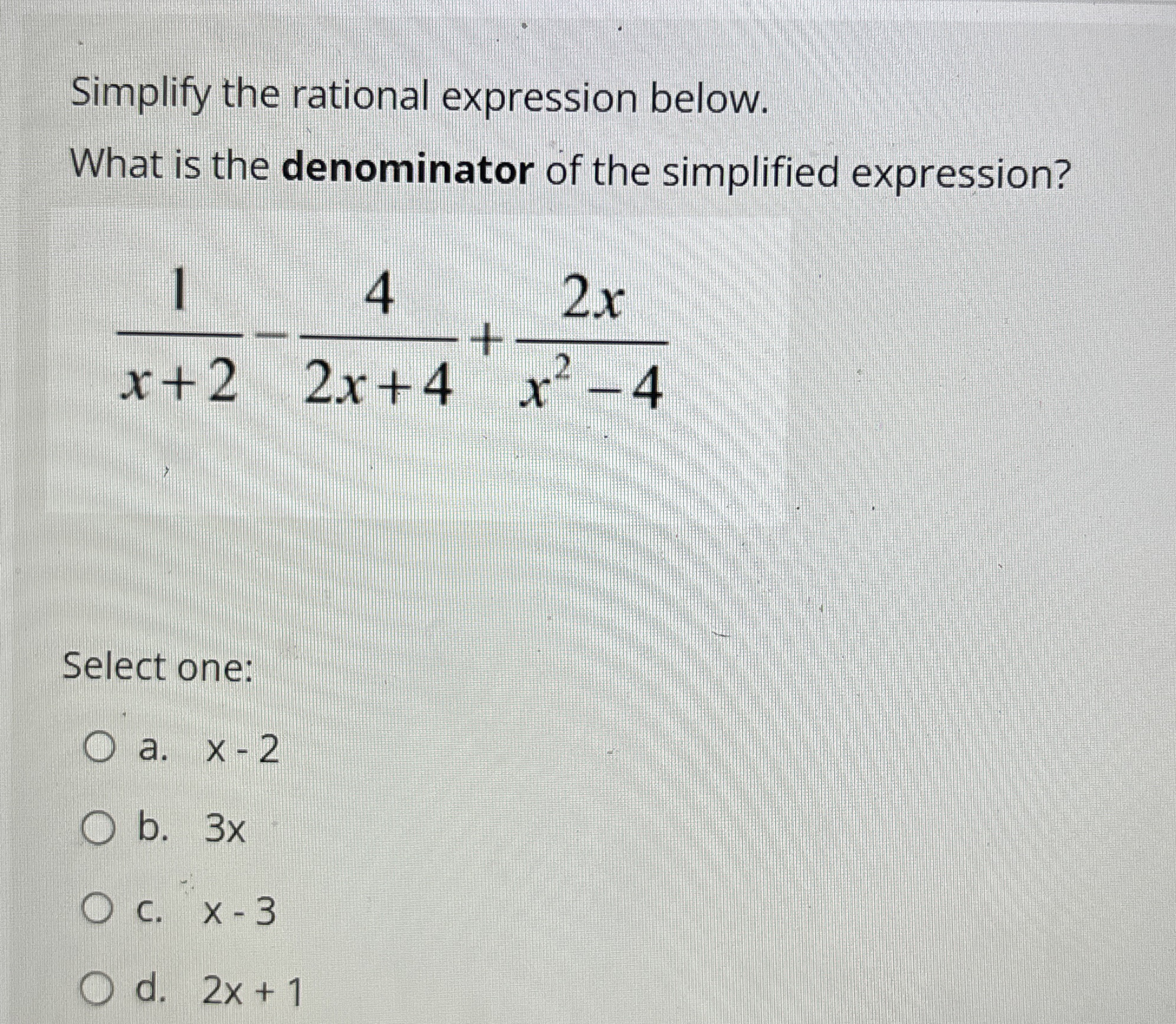Solved Simplify the rational expression below.What is the | Chegg.com
