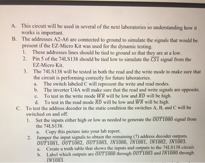 PROCEDURE: 1. The address decoder circuit shown in | Chegg.com