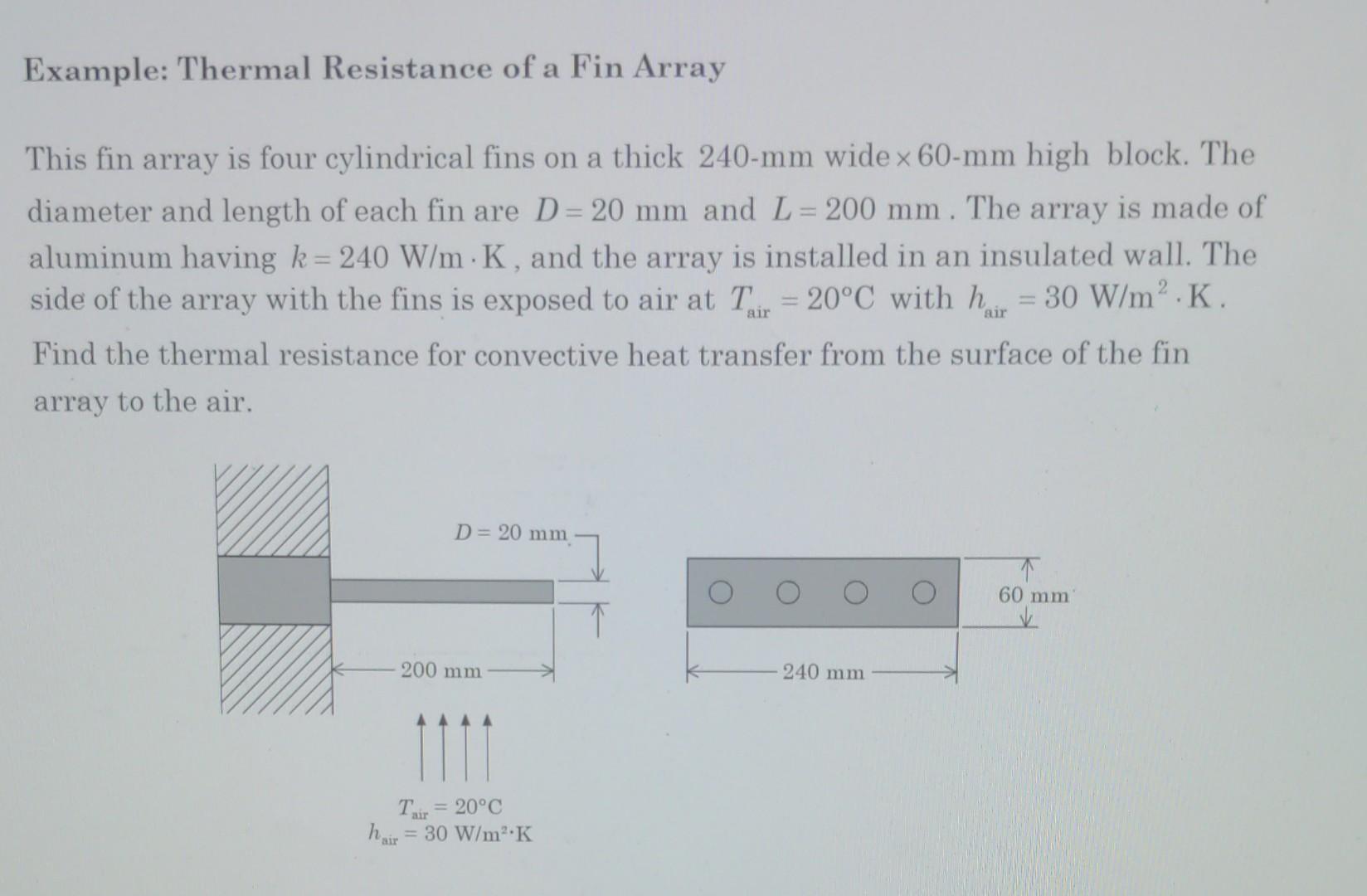 Solved Example: Thermal Resistance of a Fin Array a X This | Chegg.com