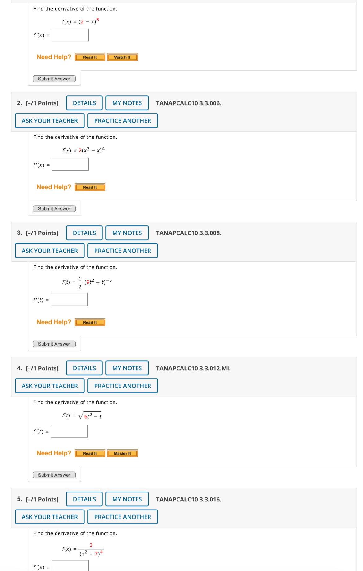 Solved Find the derivative of the function.(2-x}f'(x)=Need | Chegg.com
