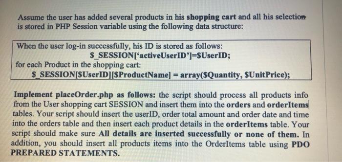 Solved PHP/MYSQL Question Assume you have ordersDB database | Chegg.com