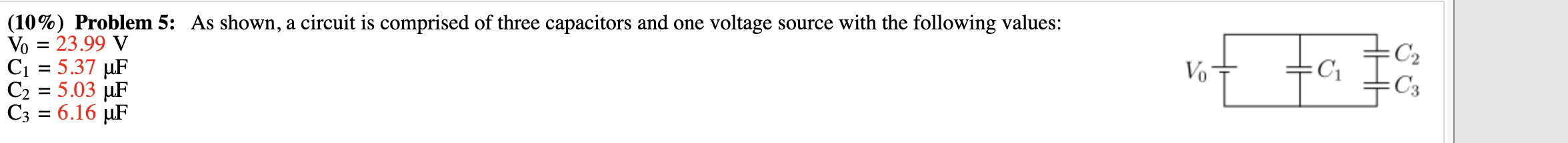 Solved As shown, a circuit is comprised of three capacitors | Chegg.com