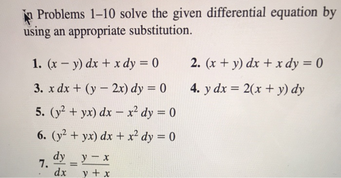 Solved Problems 1-10 solve the given differential equation | Chegg.com