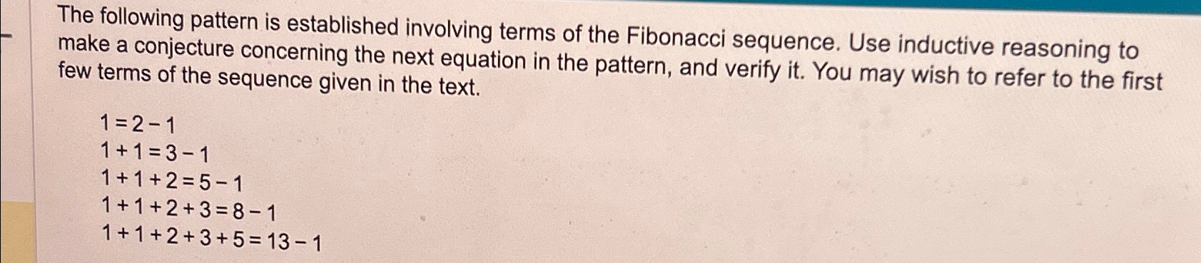 Solved The following pattern is established involving terms | Chegg.com