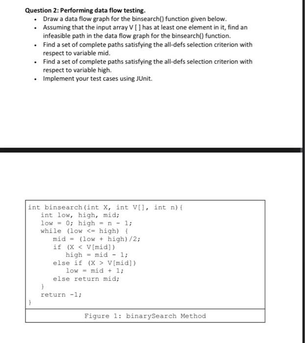 Solved Question 2 Performing Data Flow Testing Draw A