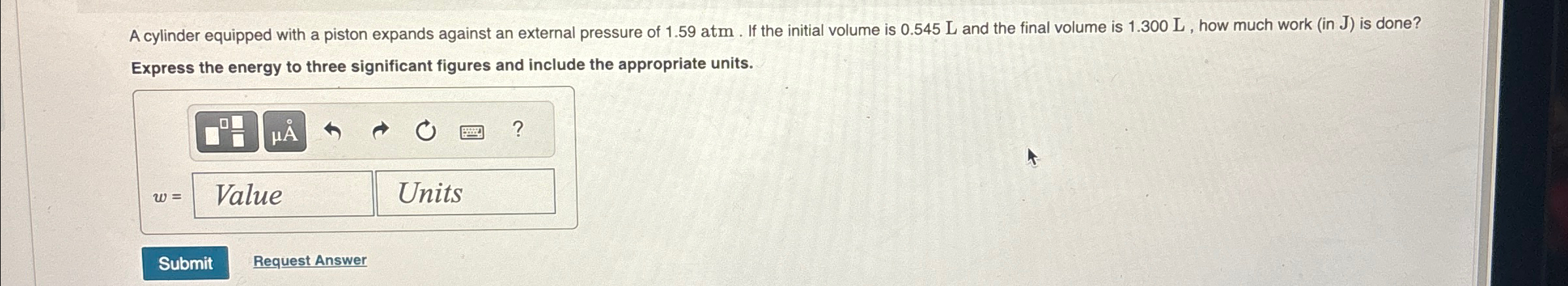 A cylinder equipped with a piston expands against an | Chegg.com