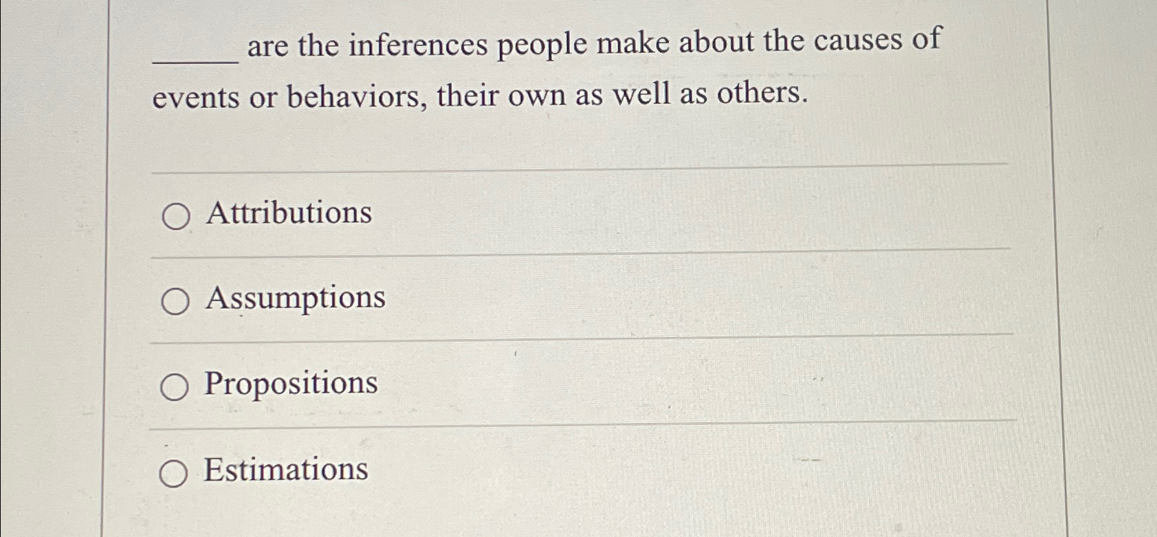 Solved are the inferences people make about the causes of | Chegg.com