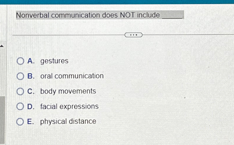 Solved Nonverbal communication does NOT includeA. | Chegg.com