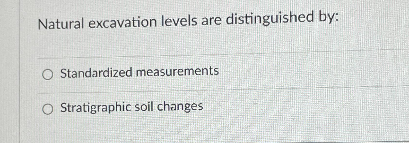 Solved Natural excavation levels are distinguished | Chegg.com