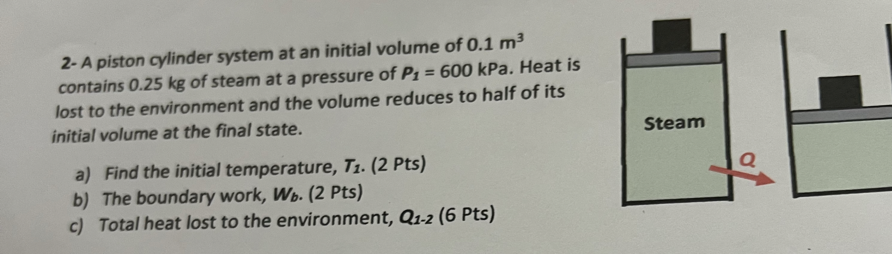 2-A piston cylinder system at an initial volume of | Chegg.com